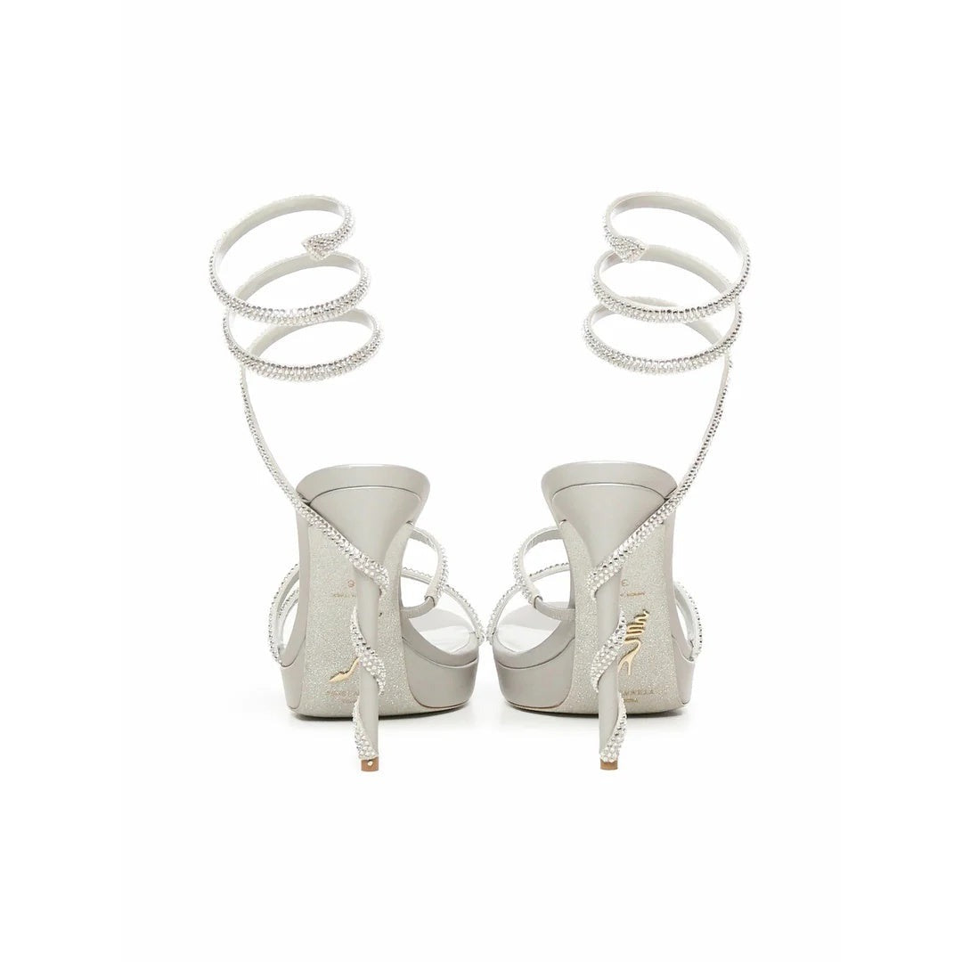 René Caovilla Margot Platform Sandal With Butterflies Silver (No Butte ...
