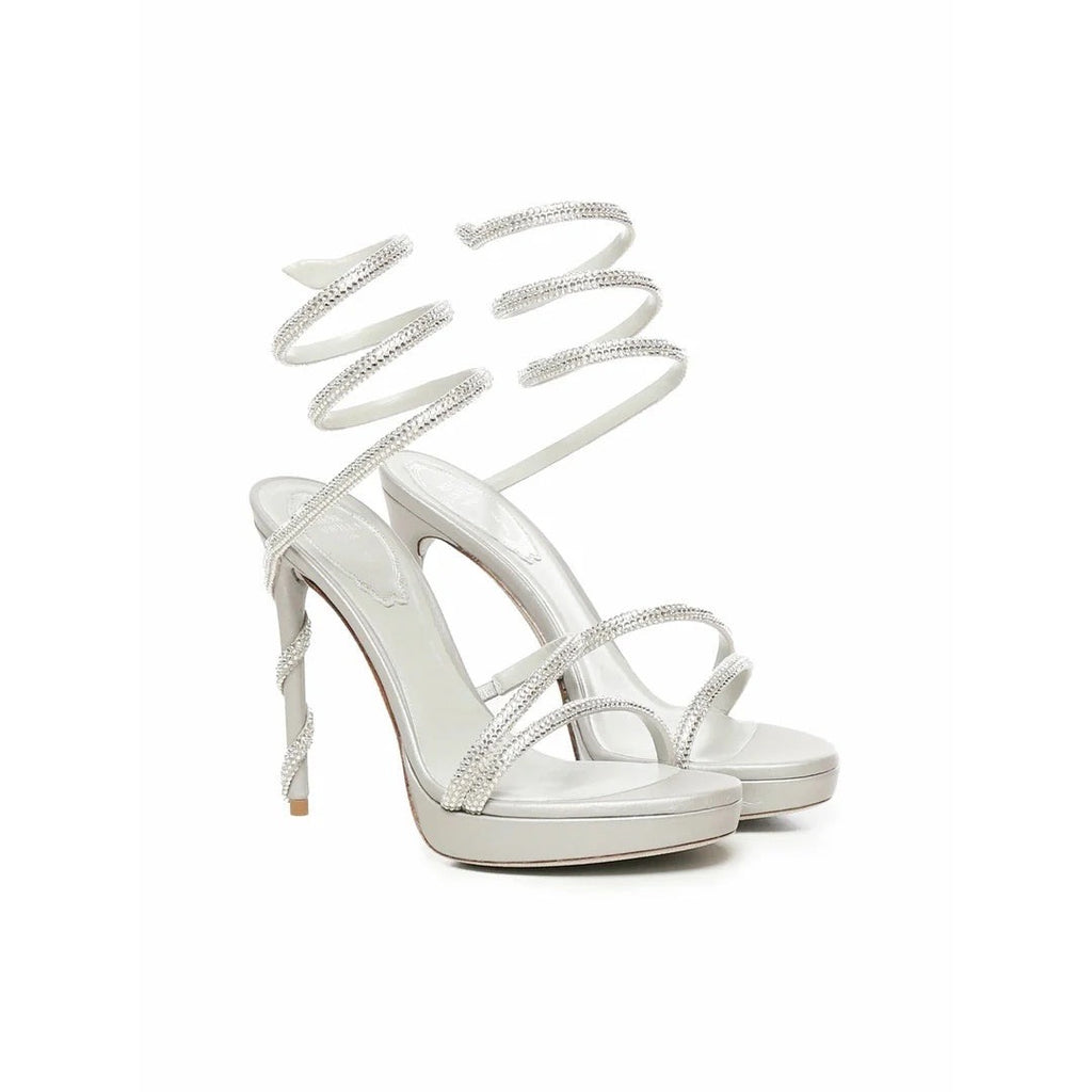 René Caovilla Margot Platform Sandal With Butterflies Silver (No Butte ...