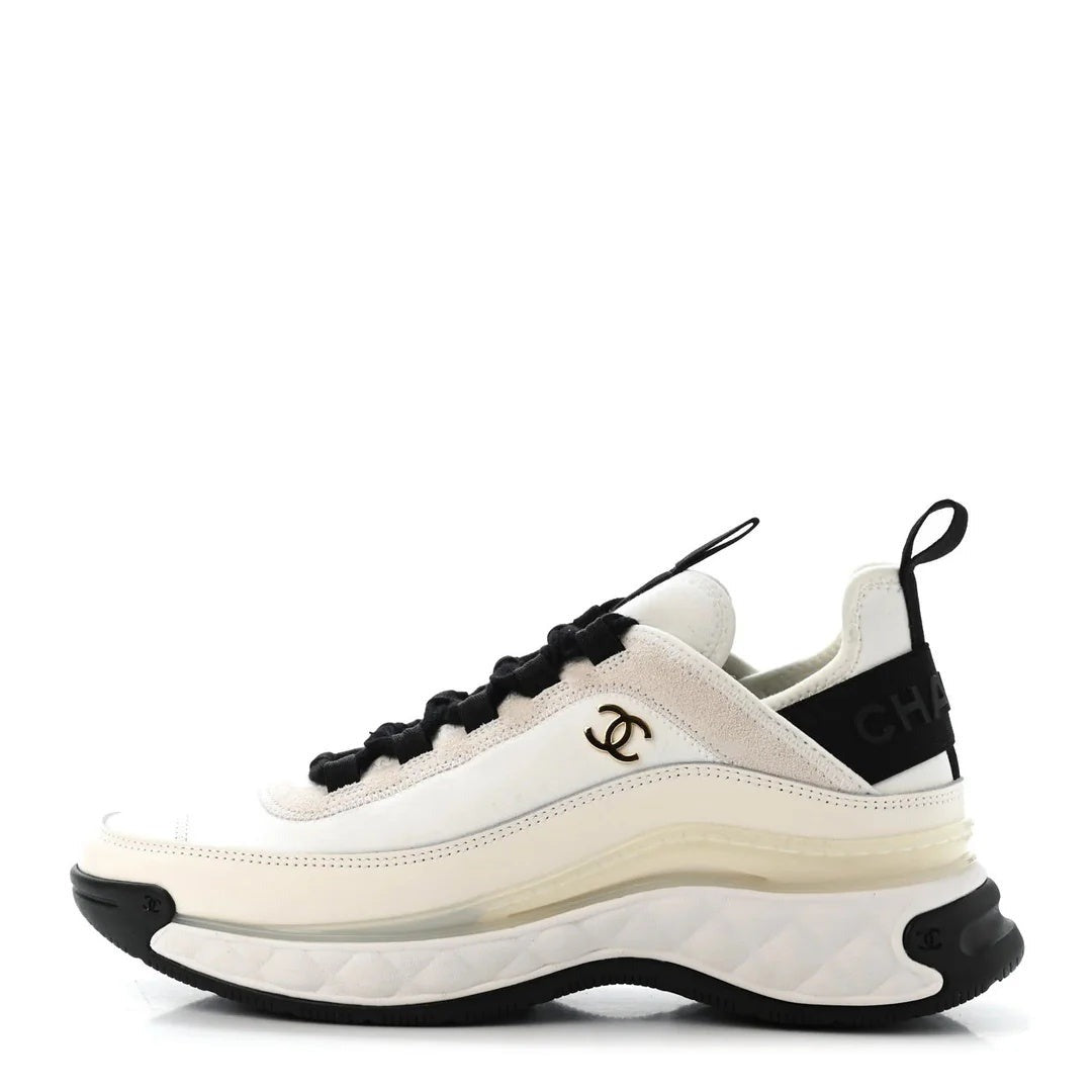 Chanel Calfskin Suede CC Sneaker White Cream – Roziera