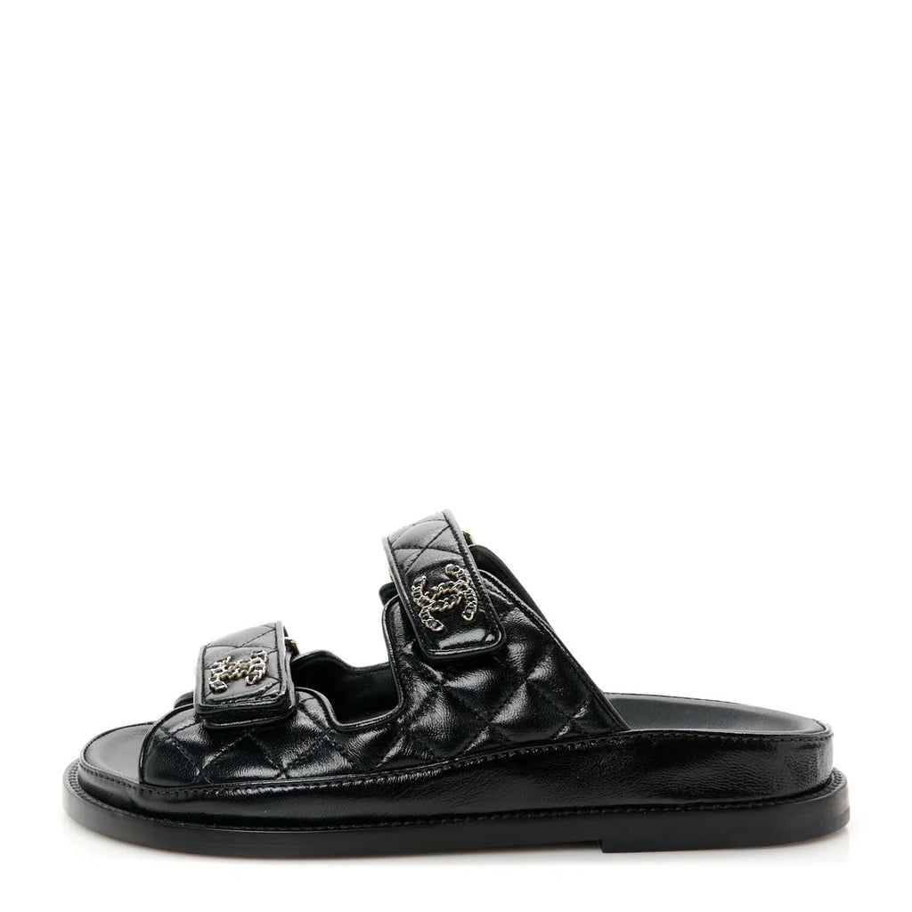 Chanel Lambskin Quilted CC Mule Sandal Black – Roziera