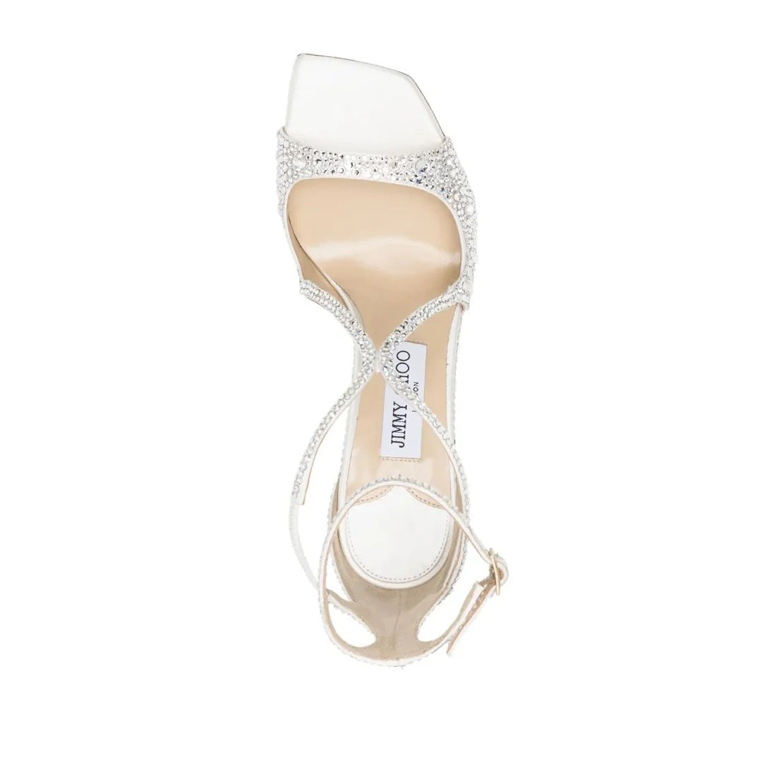 Jimmy Choo Bridal Azia Embellished Leather Sandals White (Crystal Embe ...